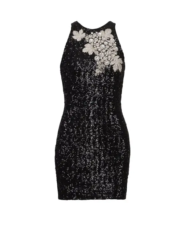 Balmain Sequin Embroidered Halterneck Dress