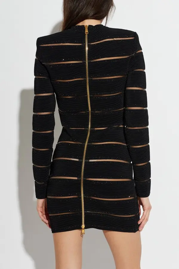 Balmain Sequined Mini Dress - Black