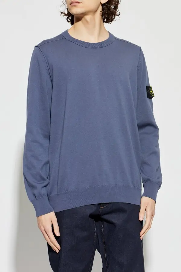 Stone Island Crew Neck Cotton Sweater - Blue