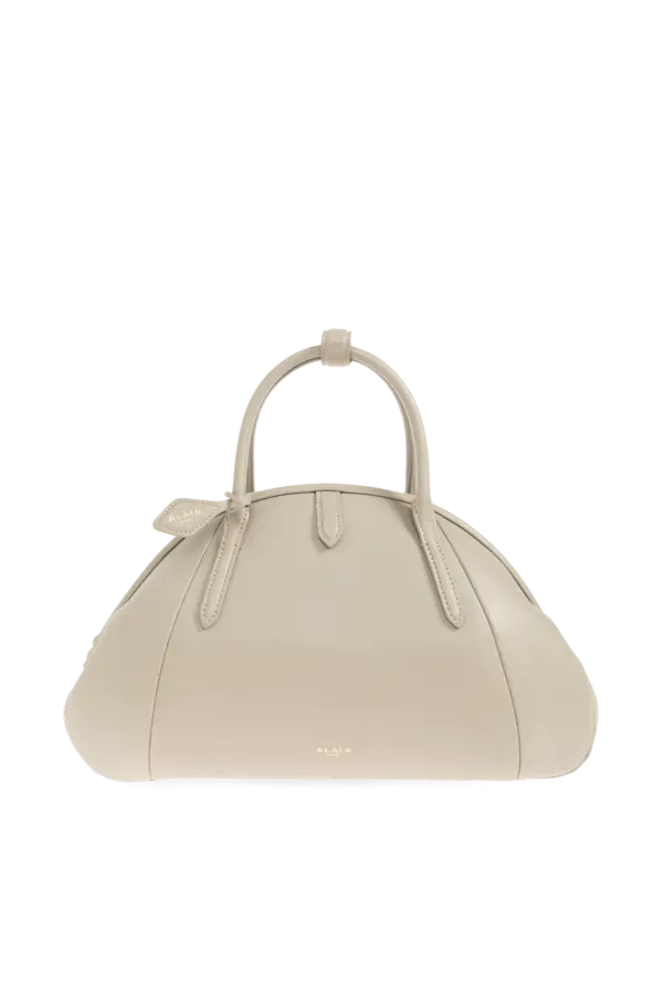 Alaïa Leather Handbag With Logo - Grey