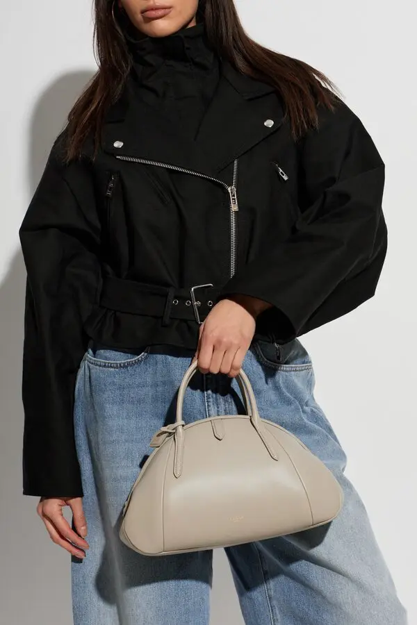 Alaïa Leather Handbag With Logo - Grey