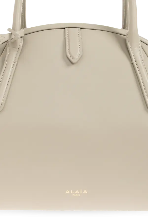 Alaïa Leather Handbag With Logo - Grey