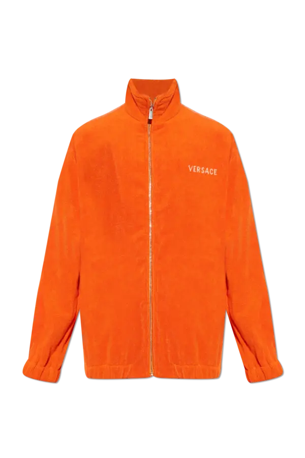 Versace Terry Cotton Zip-up Sweatshirt - Orange