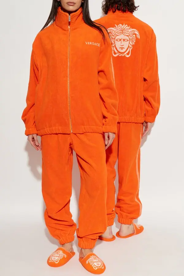 Versace Terry Cotton Jogger Trousers - Orange