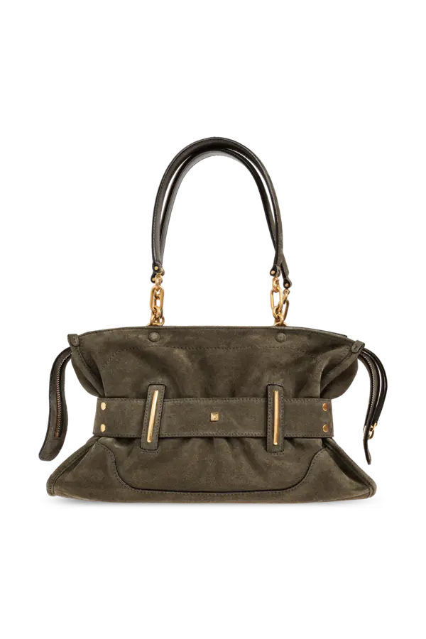 Balmain Suede Shoulder Bag - Green