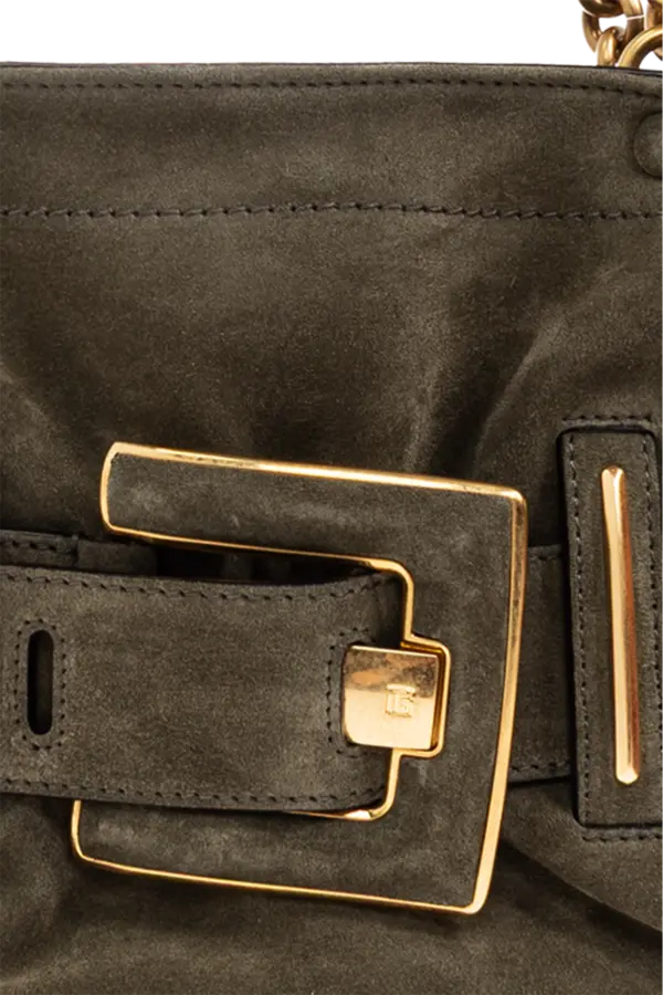 Balmain Suede Shoulder Bag - Green