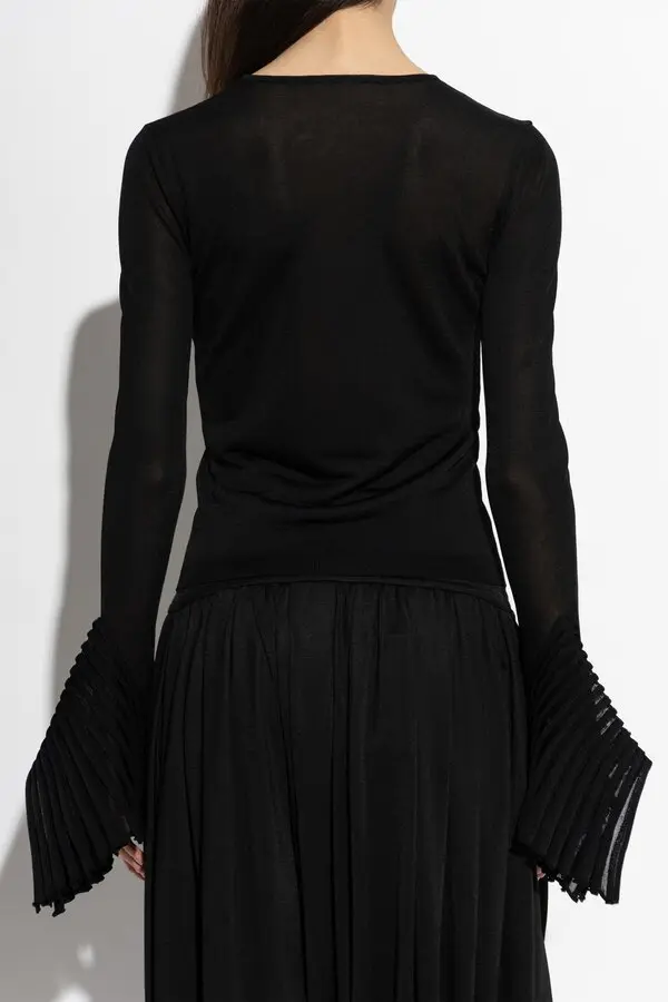 Alaïa Top With Decorative Sleeves - Black