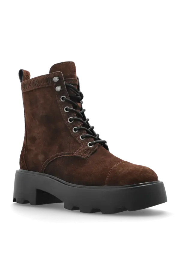 Tory Burch T Monogram Lug Leather Ankle Boots - Brown