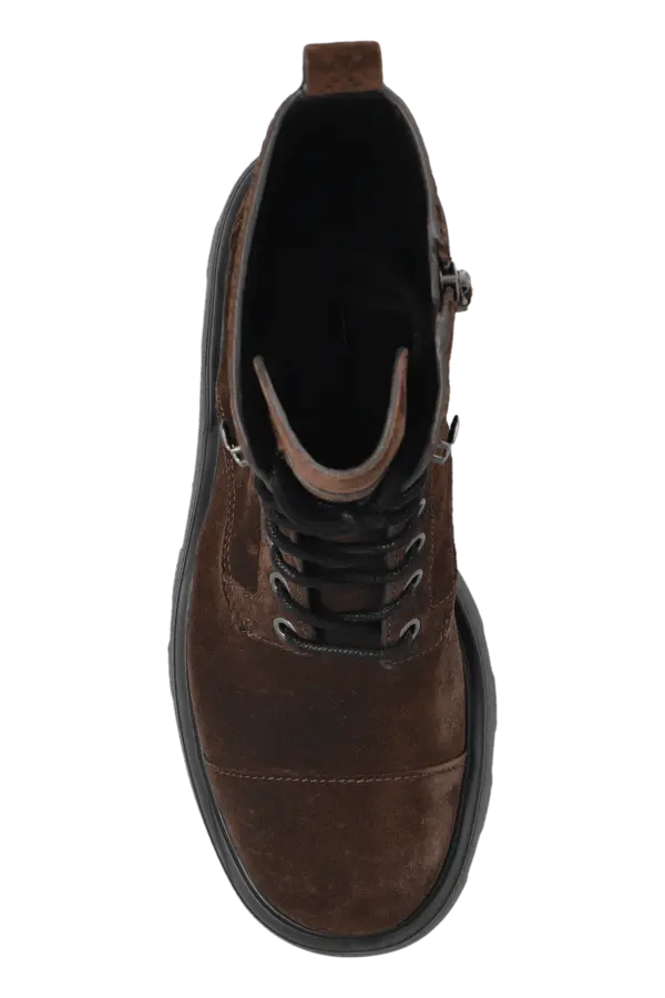 Tory Burch T Monogram Lug Leather Ankle Boots - Brown