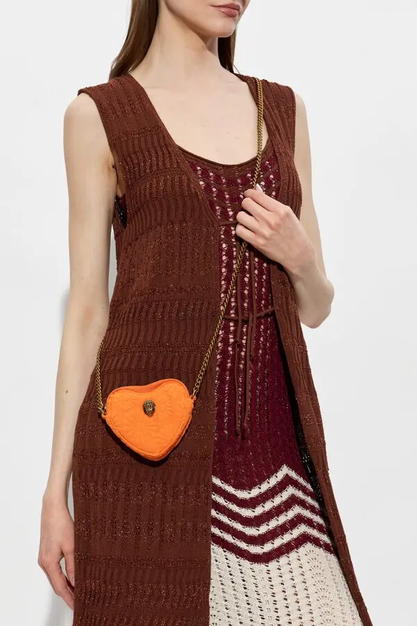 Kurt Geiger Wallet On Chain `micro Heart - Orange