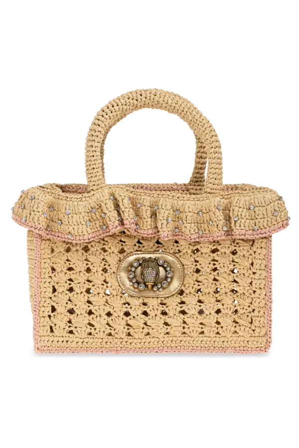 Kurt Geiger Chelsea Ruffle Raffia Top Handle Bag - Beige