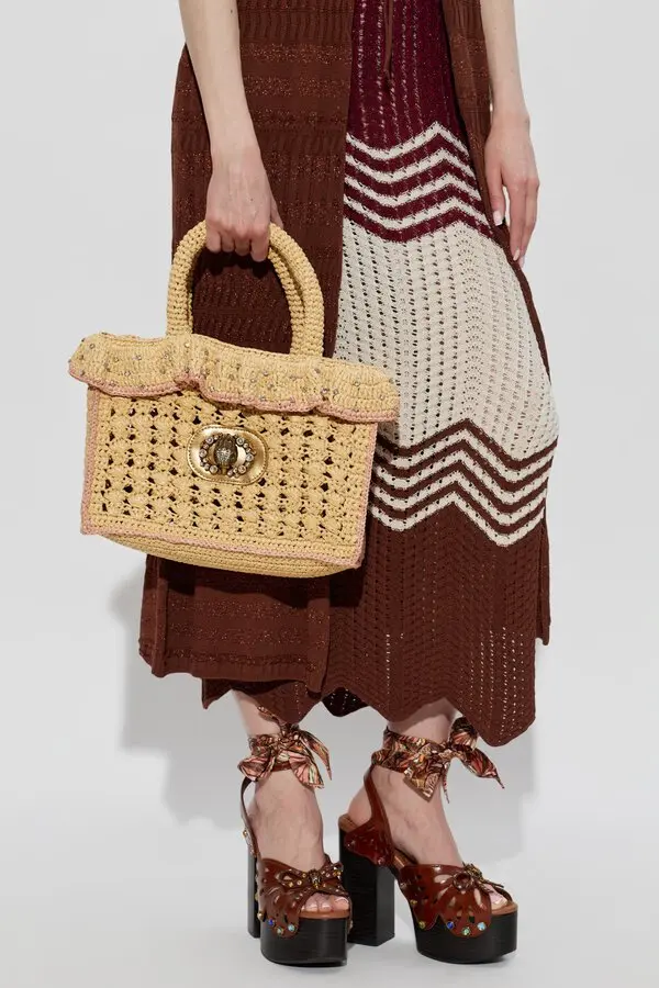 Kurt Geiger Chelsea Ruffle Raffia Top Handle Bag