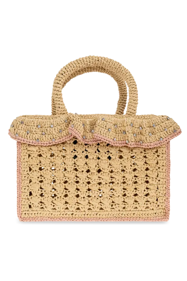 Kurt Geiger Chelsea Ruffle Raffia Top Handle Bag