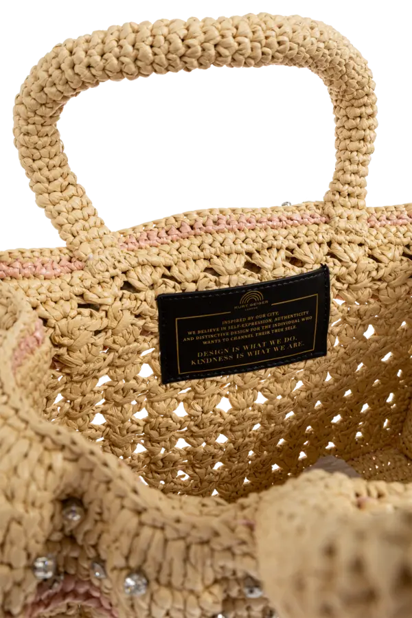 Kurt Geiger Chelsea Ruffle Raffia Top Handle Bag