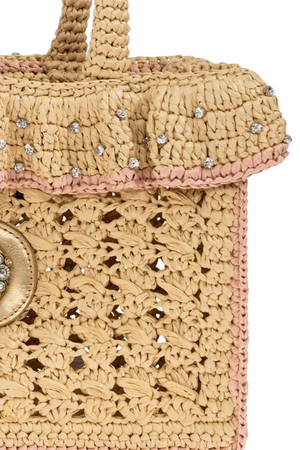 Kurt Geiger Chelsea Ruffle Raffia Top Handle Bag
