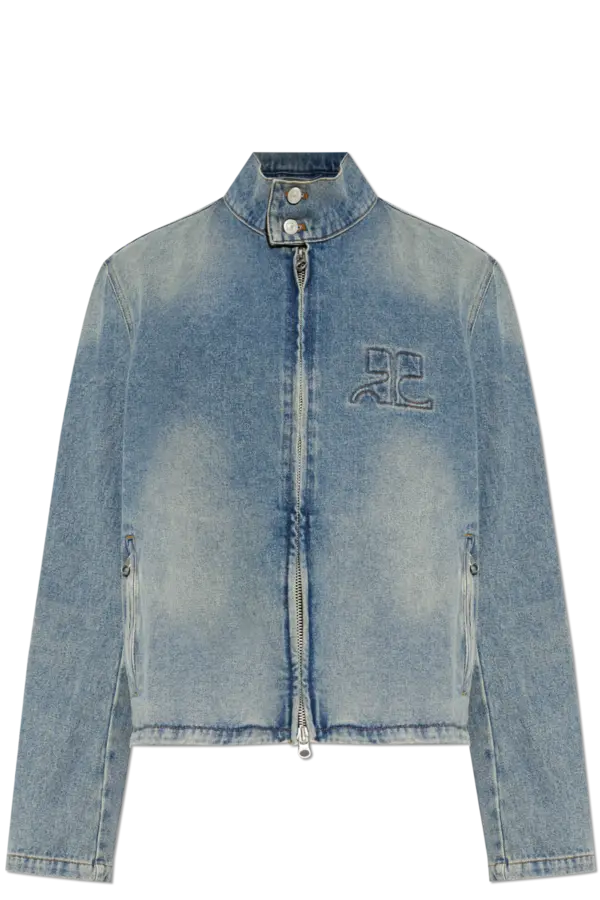 COURREGES Denim Jacket With Stand-up Collar - Blue