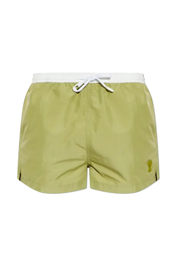Ami Swim Shorts With Applique - Green