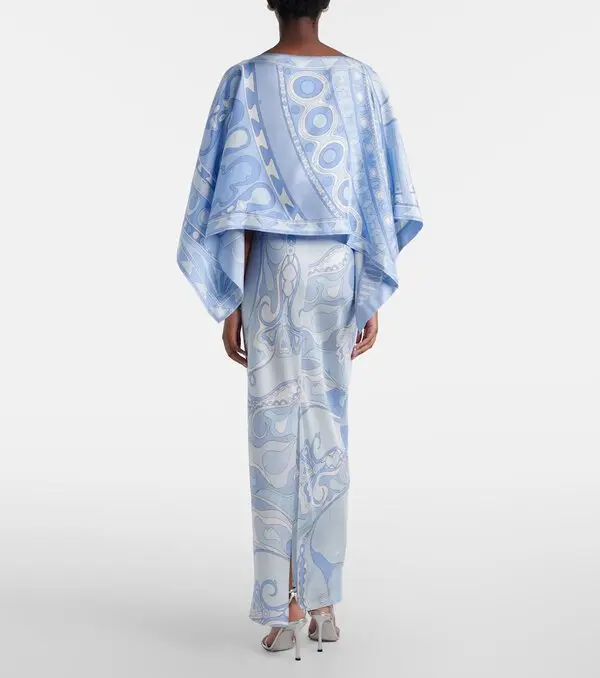 Emilio Pucci Orchidee Soleil Silk Gown And Cape Set