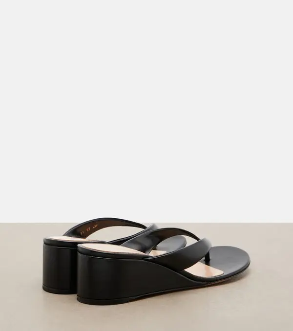 GIANVITO ROSSI Leather Wedge Thong Sandals