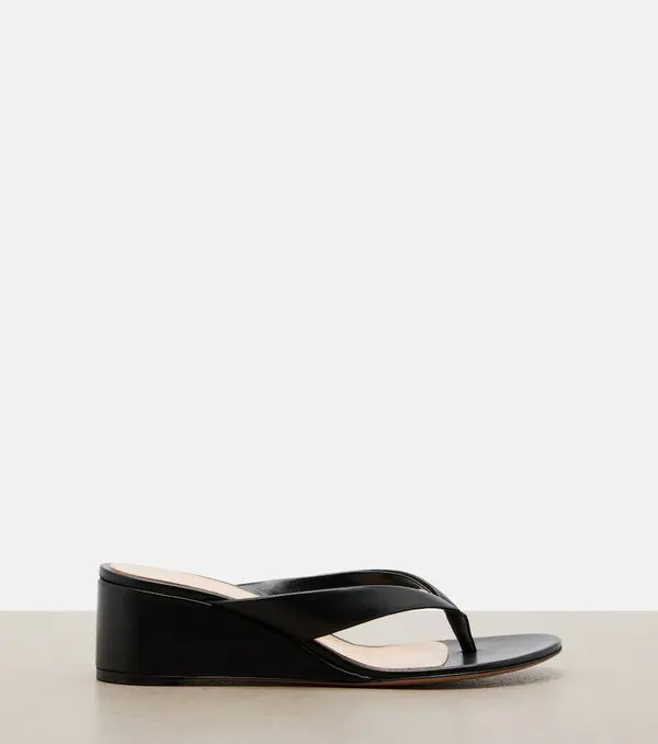 GIANVITO ROSSI Leather Wedge Thong Sandals