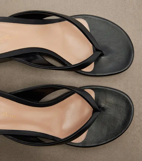 GIANVITO ROSSI Leather Wedge Thong Sandals