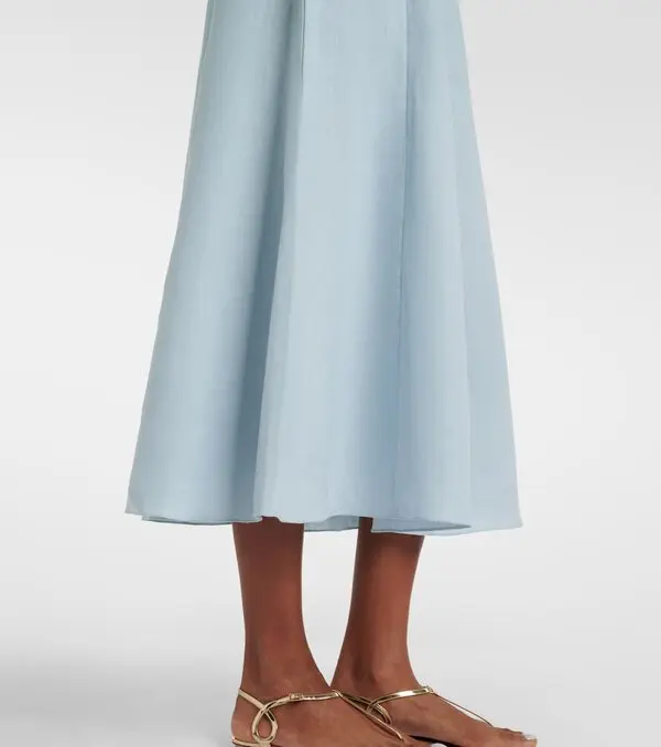 Faithfull The Brand Marais Shirred Linen Midi Dress - Blue