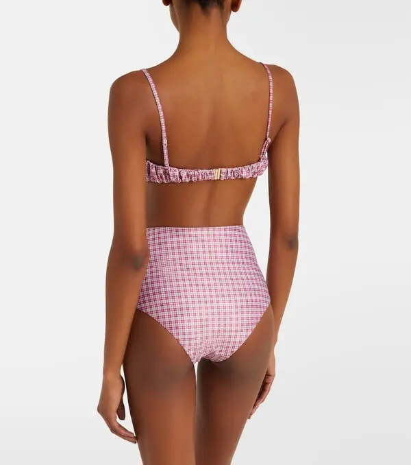 Faithfull The Brand Reyes Checked Bikini Bottoms - Red