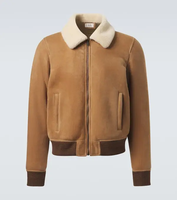 Saint Laurent Shearling-lined Suede Jacket - Beige