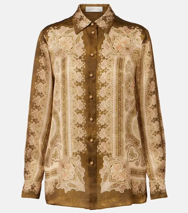 Zimmermann Luna Paisley Silk Satin Shirt
