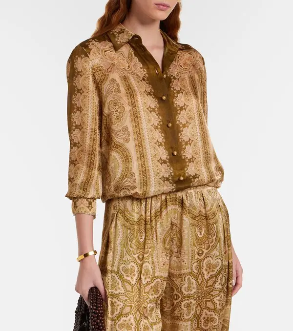 Zimmermann Luna Paisley Silk Satin Shirt