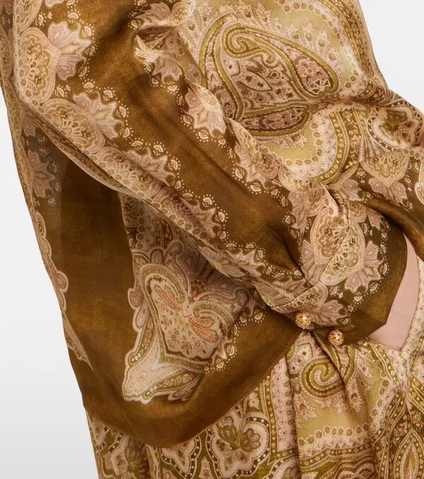 Zimmermann Luna Paisley Silk Satin Shirt