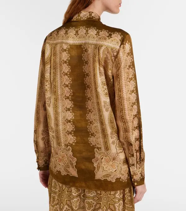 Zimmermann Luna Paisley Silk Satin Shirt