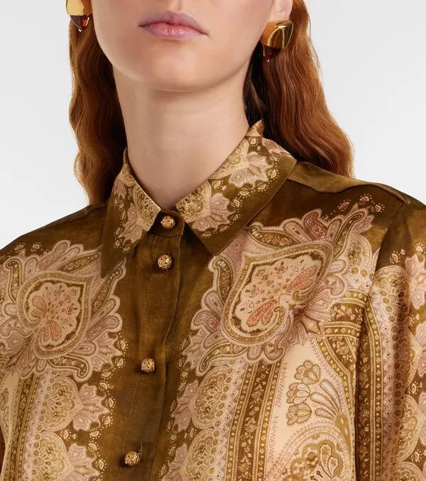Zimmermann Luna Paisley Silk Satin Shirt