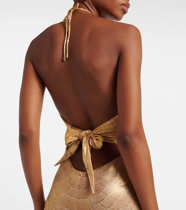 Roberto Cavalli Snake-print Halterneck Jumpsuit