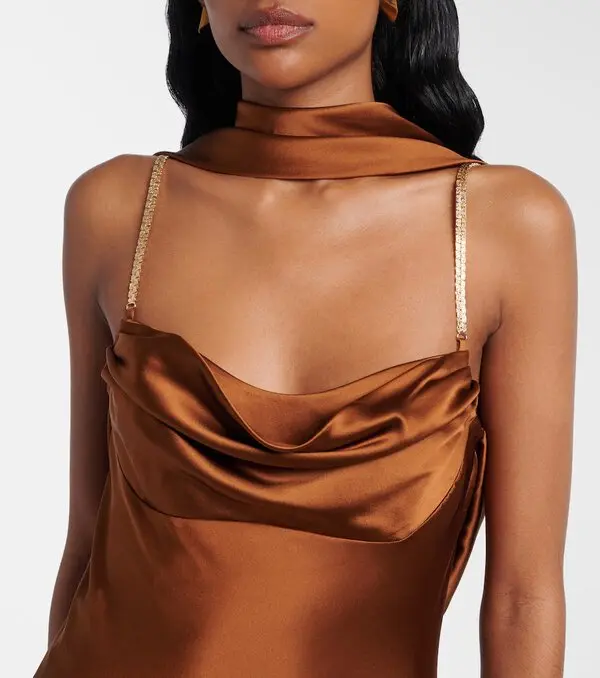 Rebecca Vallance Phoenix Draped Silk Satin Cocktail Dress