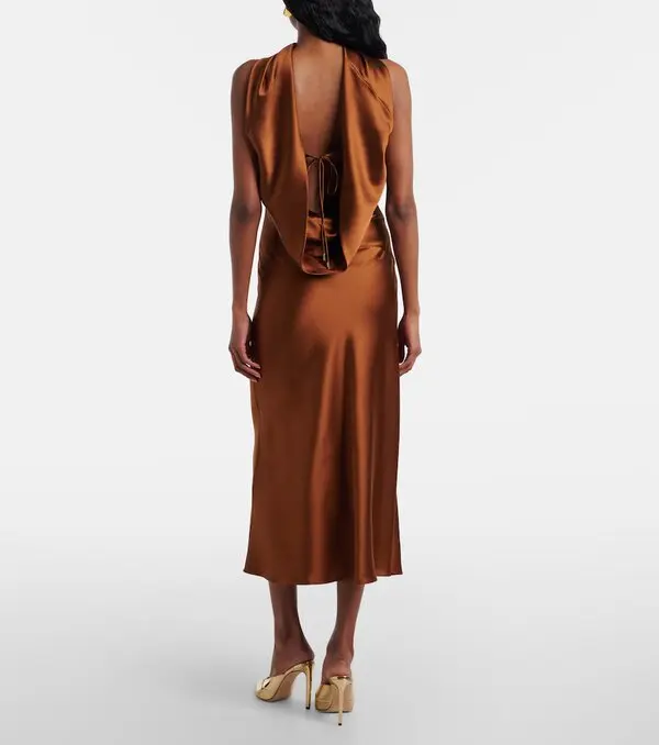 Rebecca Vallance Phoenix Draped Silk Satin Cocktail Dress
