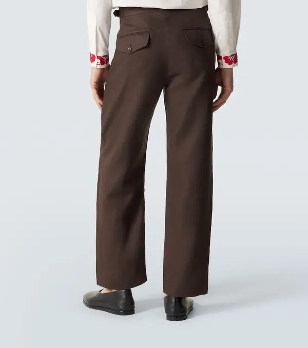 BODE Linen Straight Pants - Brown