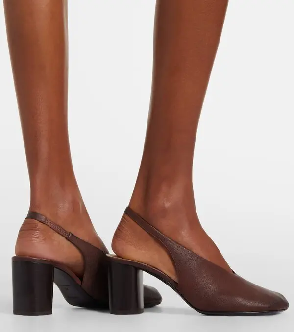 LEMAIRE Leather Slingback Pumps - Brown