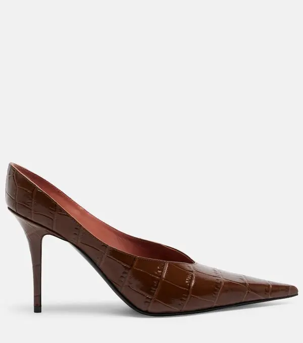 Amina Muaddi Anok Croc-effect Leather Pumps
