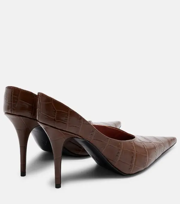 Amina Muaddi Anok Croc-effect Leather Pumps