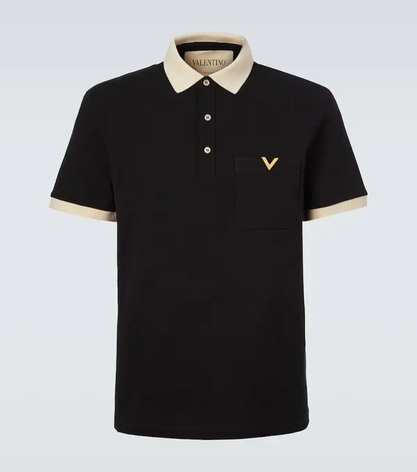 Valentino Garavani Vlogo Cotton Jersey Pique Polo Shirt