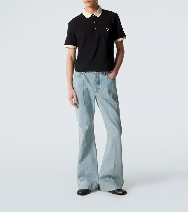 Valentino Garavani Vlogo Cotton Jersey Pique Polo Shirt