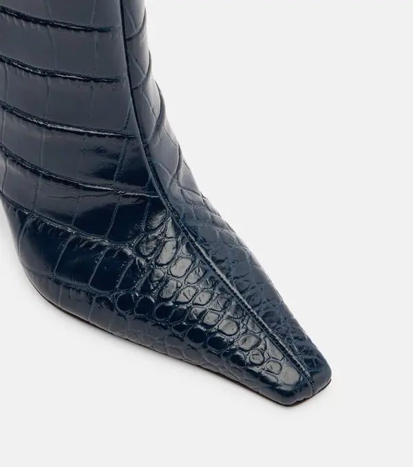 Amina Muaddi Mona Croc-effect Leather Knee-high Boots