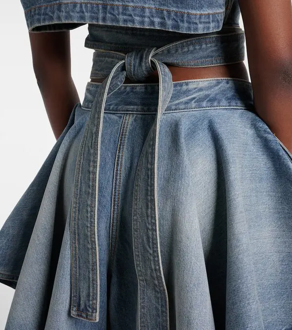 Alaïa Belted Crop Top - Blue
