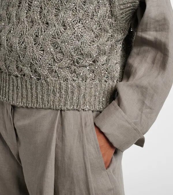 Brunello Cucinelli Sequined Sweater Vest - Grey