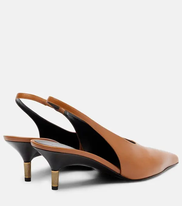 Khaite Bella 55 Leather Slingback Pumps - Brown