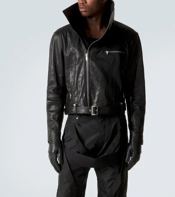 Rick Owens Dracubiker Belted Leather Jacket