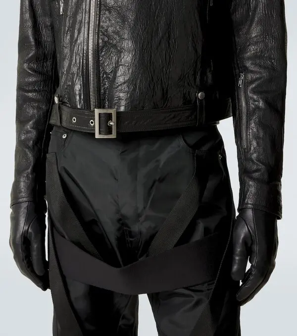 Rick Owens Dracubiker Belted Leather Jacket