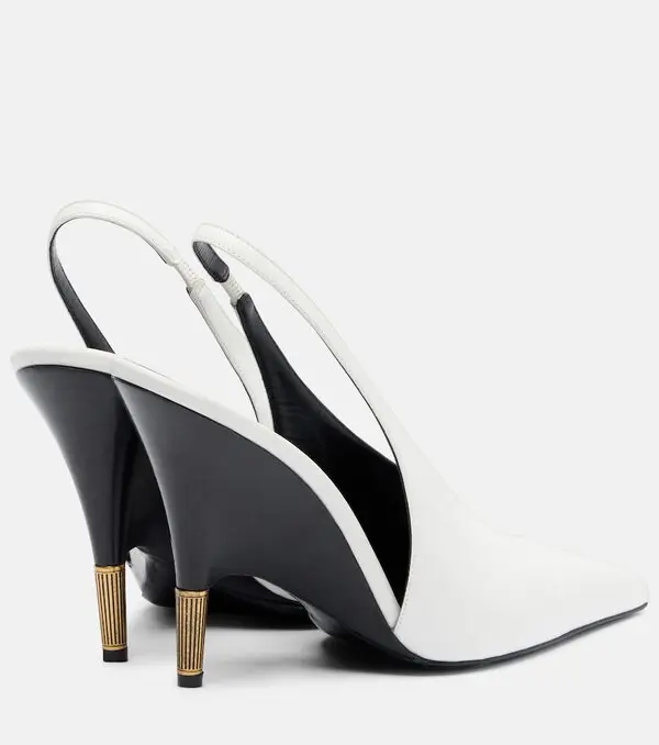 Khaite Bella 100 Leather Slingback Pumps - White