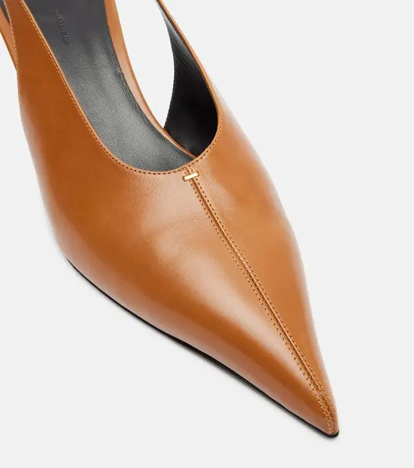 Khaite Bella 55 Leather Slingback Pumps - Brown